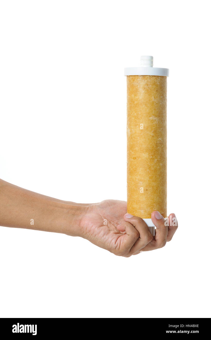 used water filter in human hand Stock Photo - Alamy