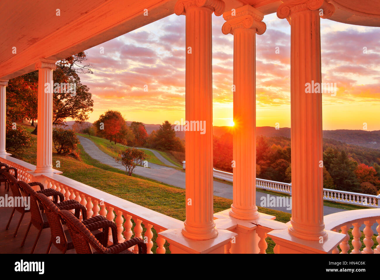 Sunrise, Moses Cone Mansion Porch, Moses Cone Memorial Park, Blue Ridge ...