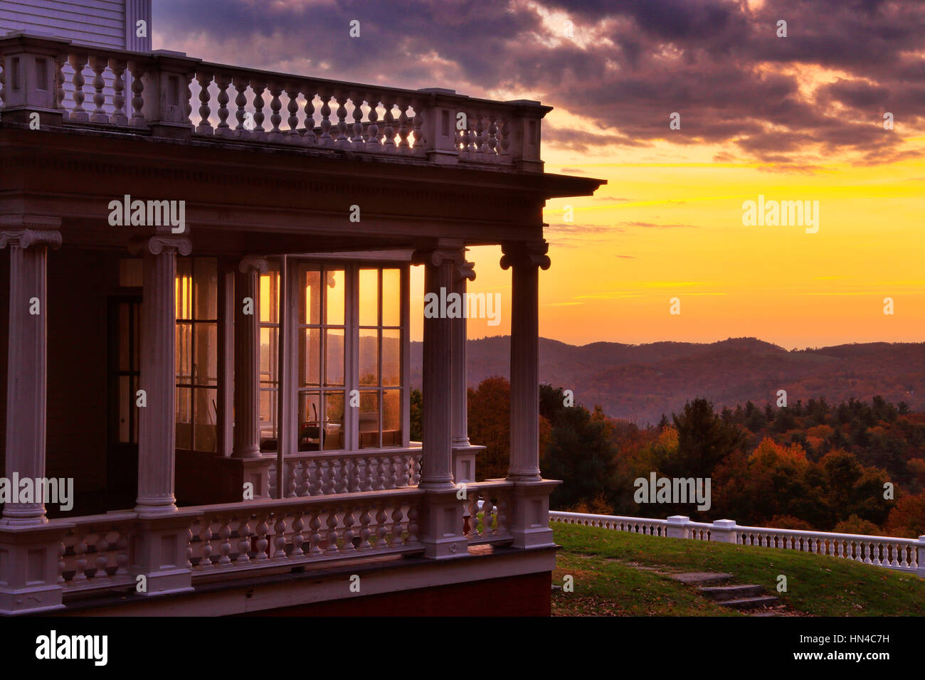 Sunrise, Moses Cone Mansion Porch, Moses Cone Memorial Park, Blue Ridge ...
