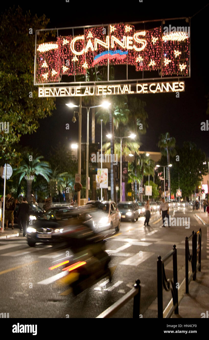 Boulevard de la Croisette at night at the Cannes Film Festival on May ...