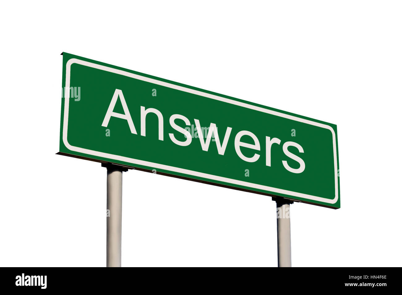 Green Road Sign, Answers Text Concept, Isolated Roadside Signboard ...