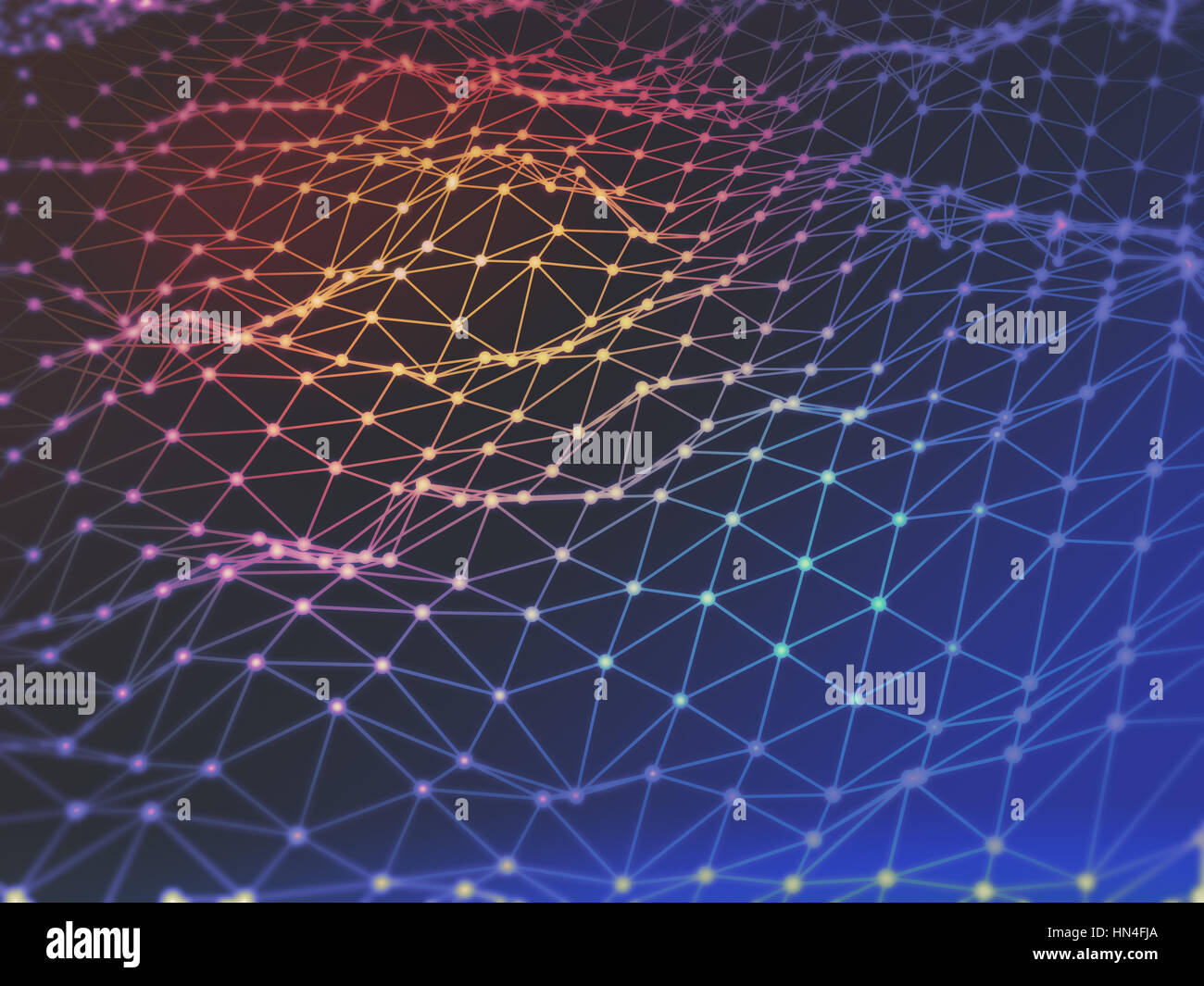 Abstract 3D Illustration polygon space low poly dark background with connecting dots and lines ...
