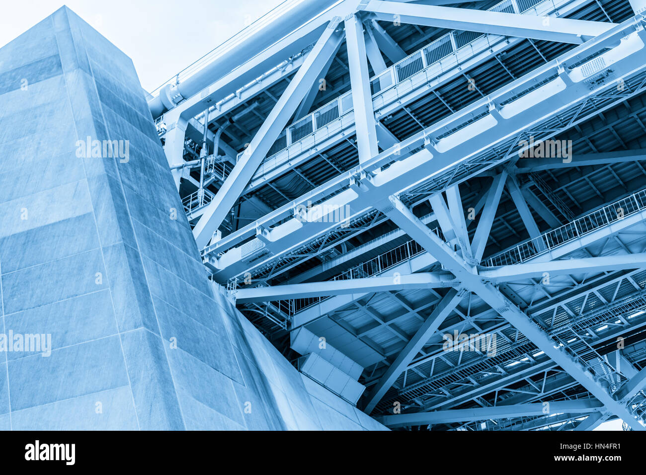 Abstract Steel metal solid construction blue color tone Stock Photo - Alamy