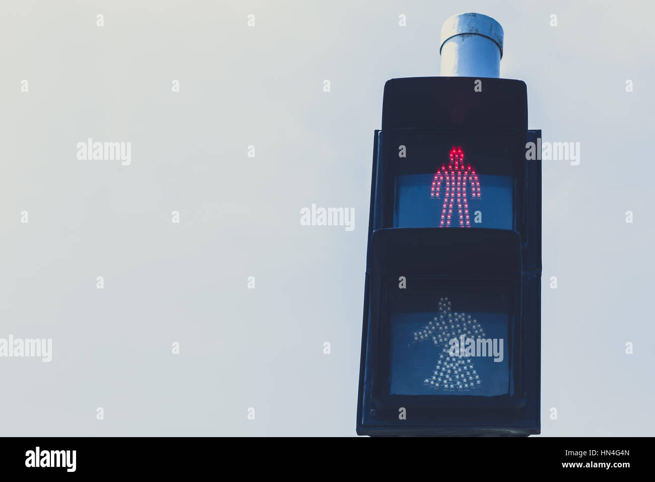 stop crossing light at crosswalk, pedestrian cross road traffic sign in ...