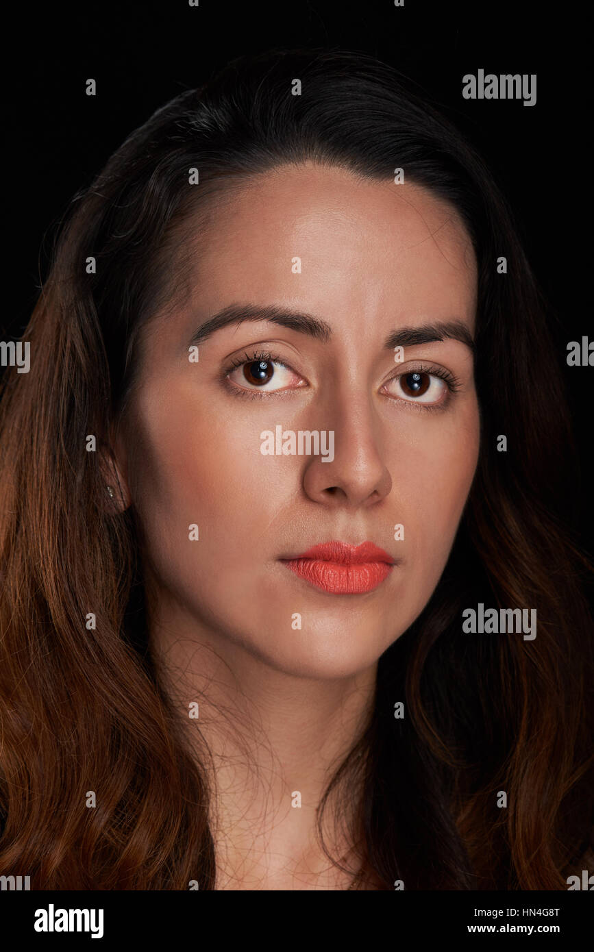 simple woman portrait isolated on black background Stock Photo - Alamy