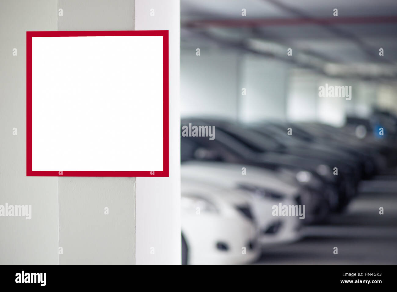 empty sign label with car parking background Stock Photo - Alamy