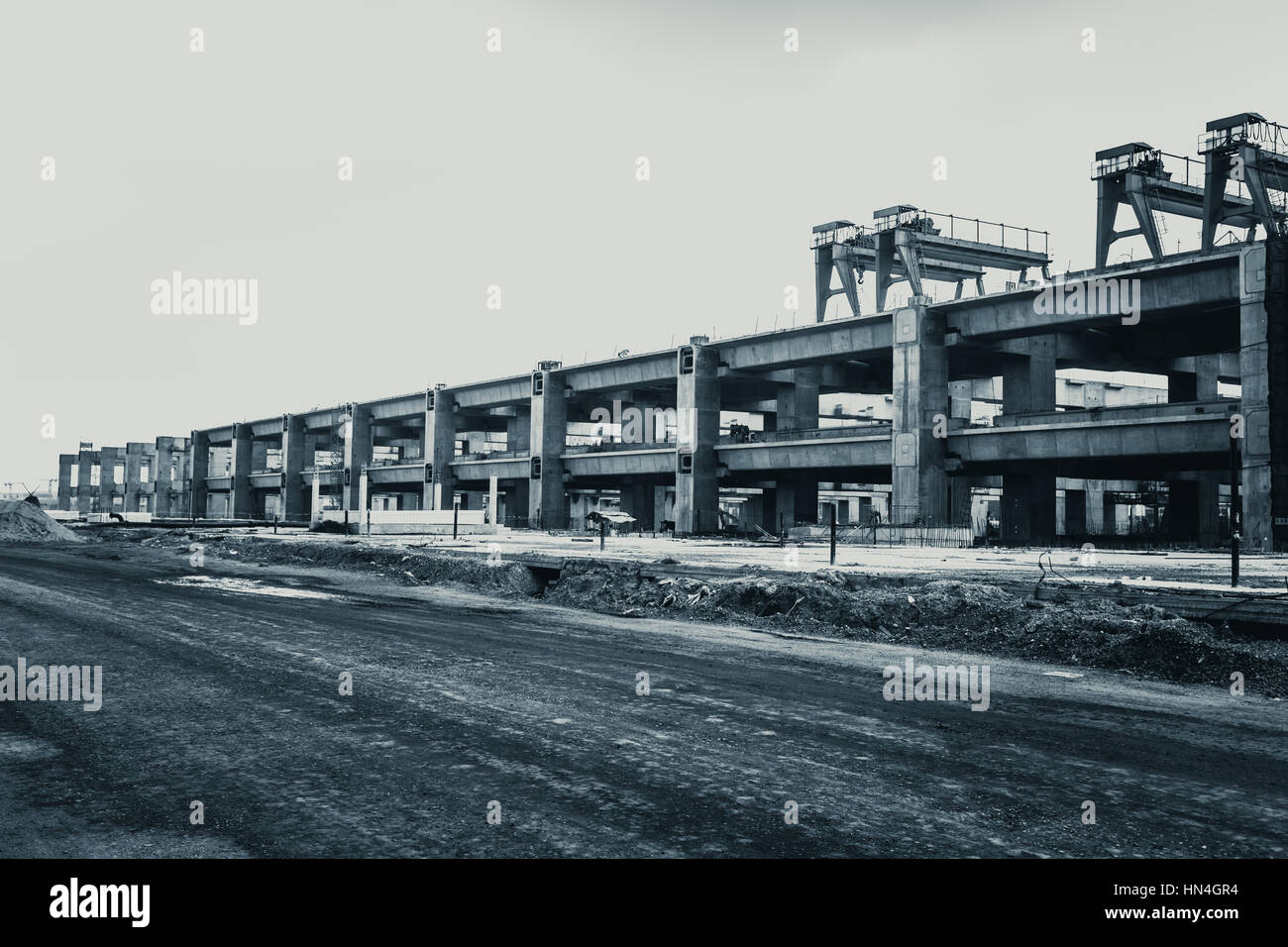 large concrete train station building construction site Stock Photo - Alamy