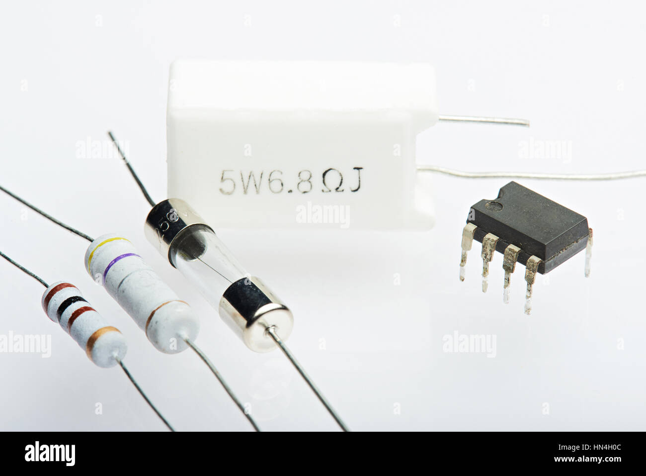 electrical fuses and resistors isolated on white background Stock Photo ...