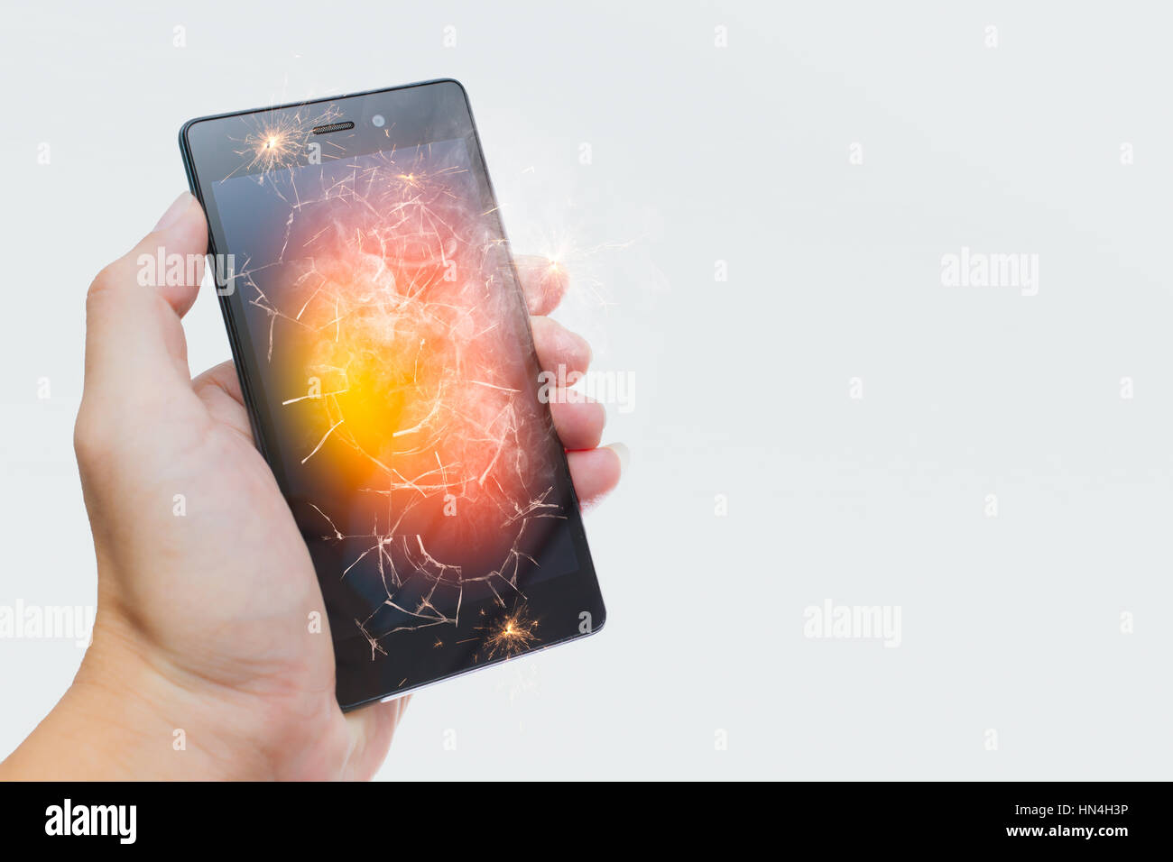 Over heat smartphone, mobilephone explosion and burn, blow up cellphone ...