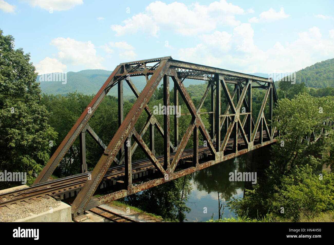 Train Bridge Over the River Stock Photo - Alamy