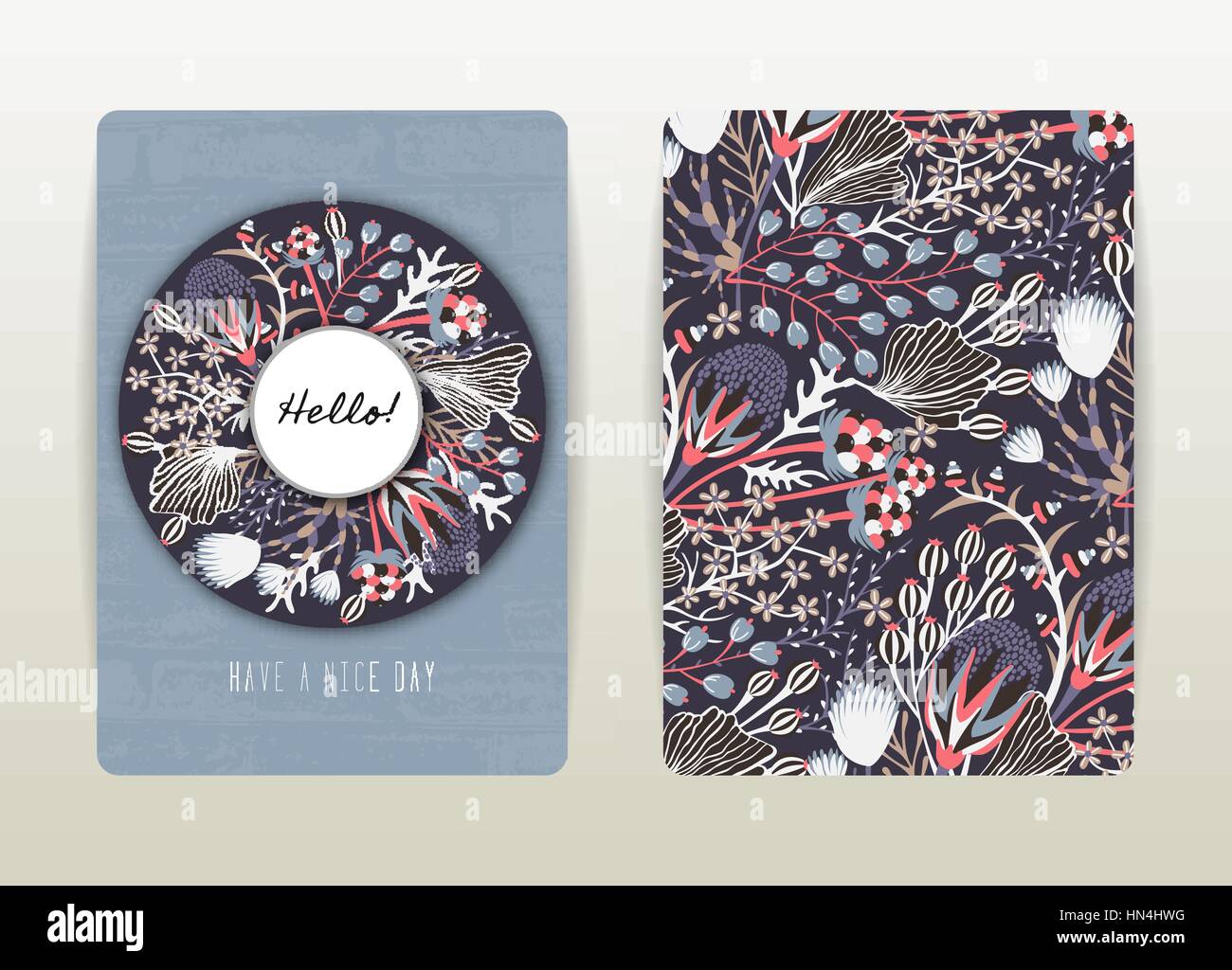 Cover design with floral pattern. Hand drawn creative flowers. Colorful ...