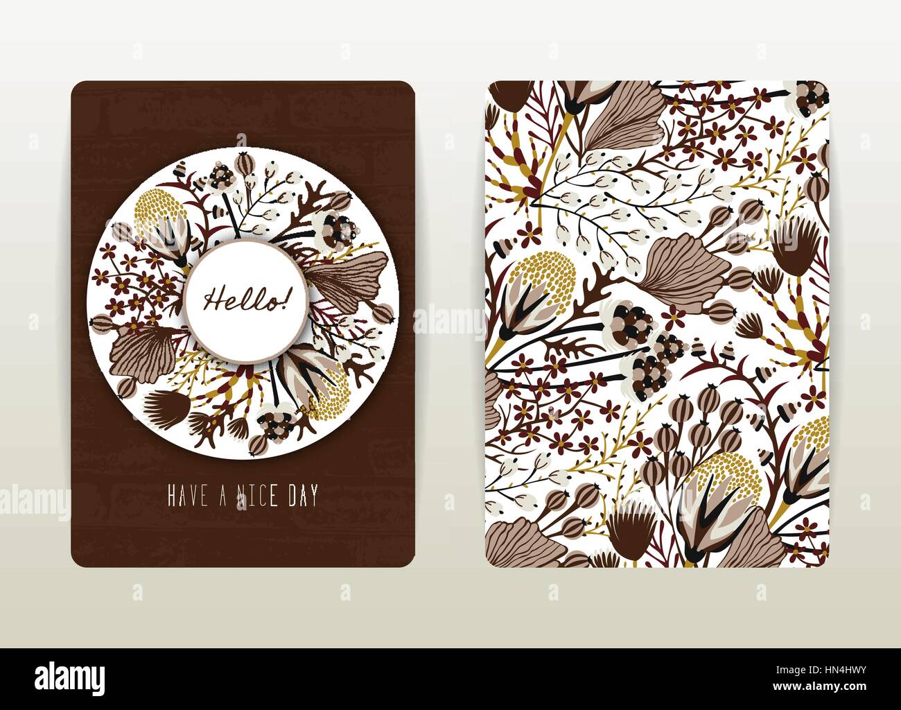 Cover design with floral pattern. Hand drawn creative flowers. Colorful ...