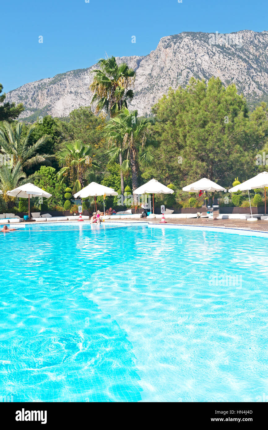 blur in turkey resort pool luxury vacation and background mountain ...