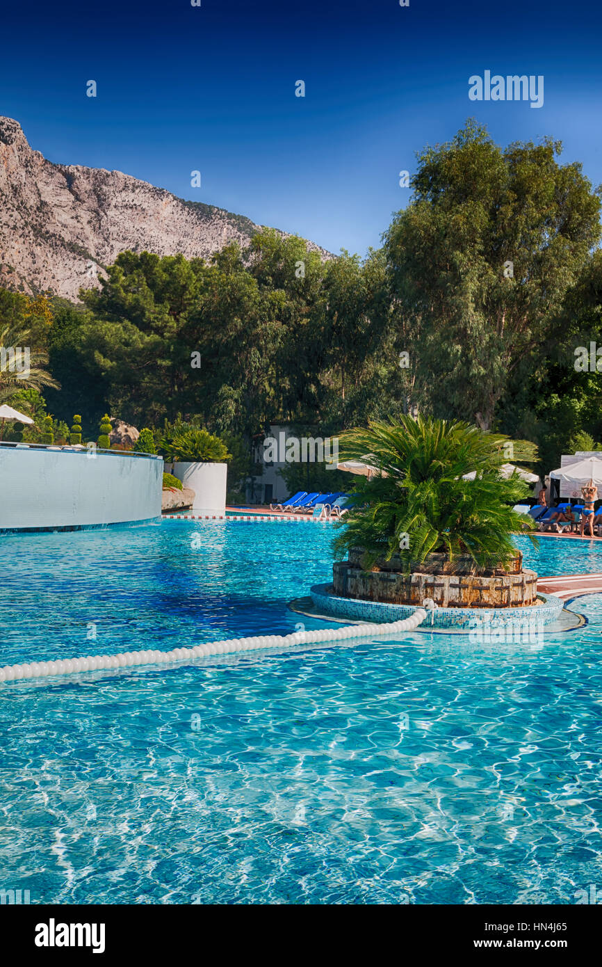 blur in turkey resort pool luxury vacation and background mountain ...