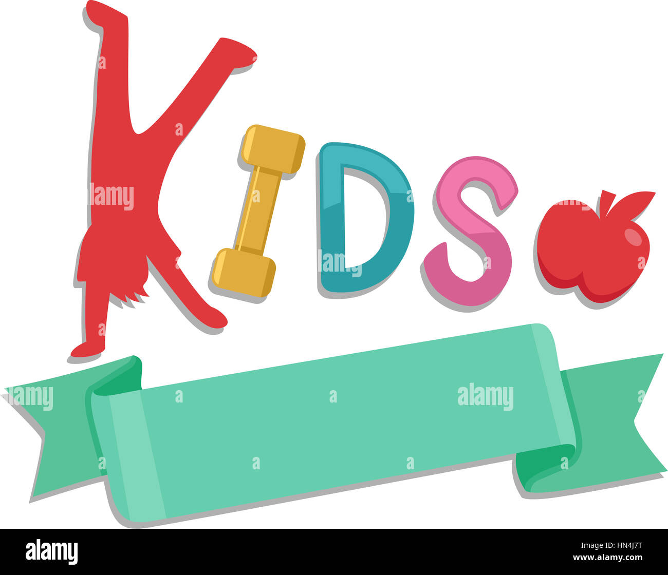Illustration of a Ribbon with the Word Kids on Top Stock Photo - Alamy