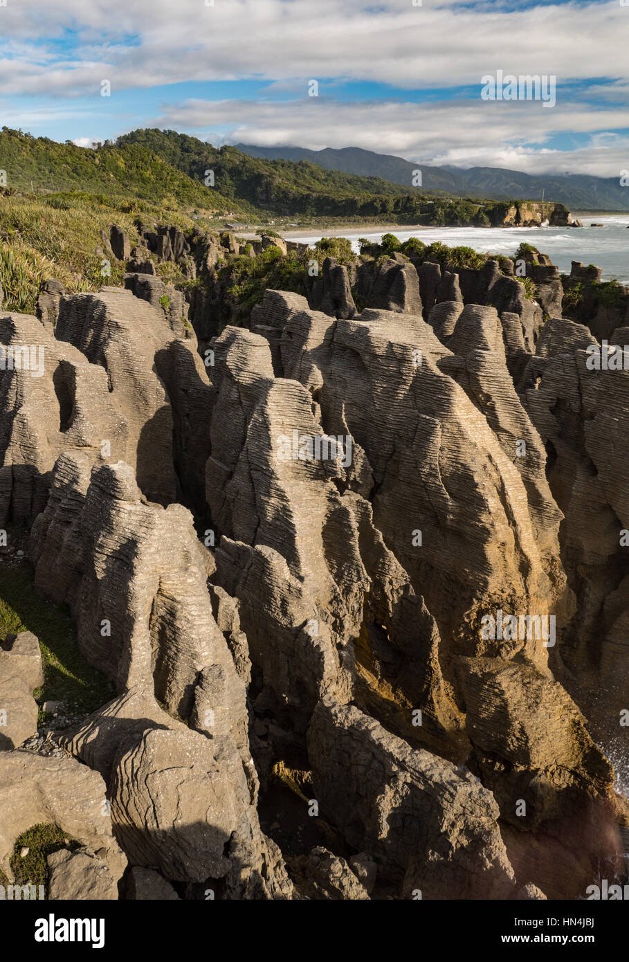 Punakaiki and The Pancake Rocks. South Island, New Zealand Stock Photo ...