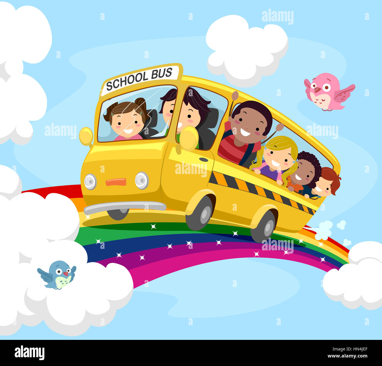 Illustration kids bus hi-res stock photography and images - Alamy