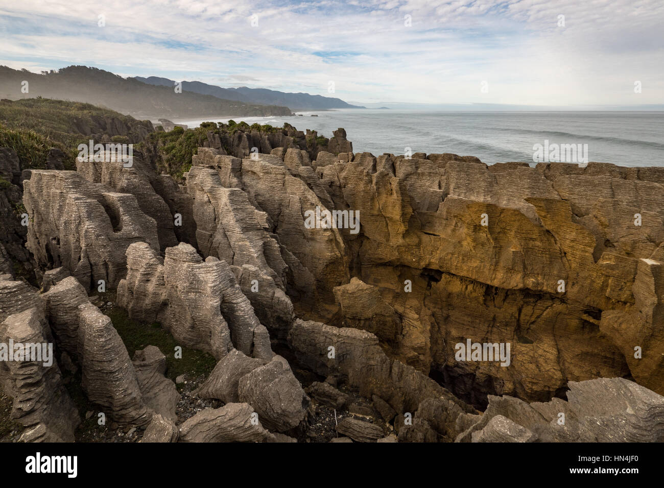 Punakaiki and The Pancake Rocks. South Island, New Zealand Stock Photo ...