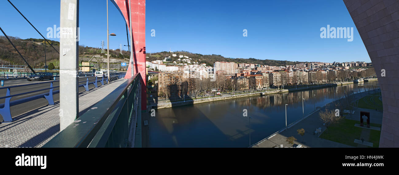 Basque Country, Spain: the skyline of Bilbao and Nervion River seen ...