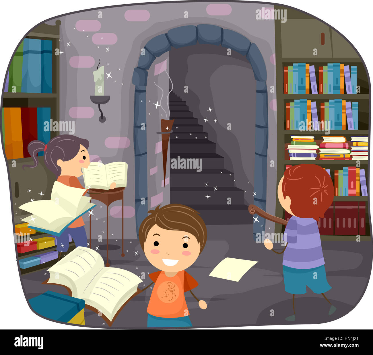 Stickman Illustration of Kids Studying Alchemy Stock Photo - Alamy
