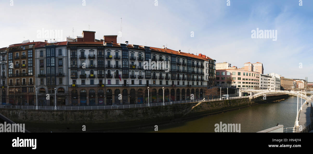 Skyline of Bilbao, the largest municipality of the Autonomous Community ...