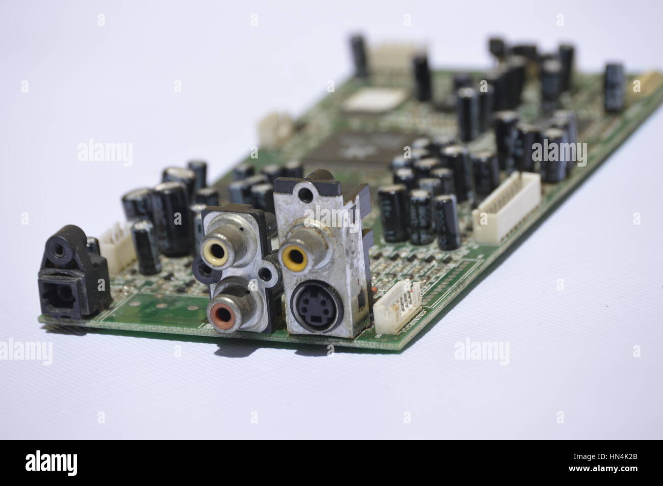 Close view of an electronic video processing card of a home appliance ...