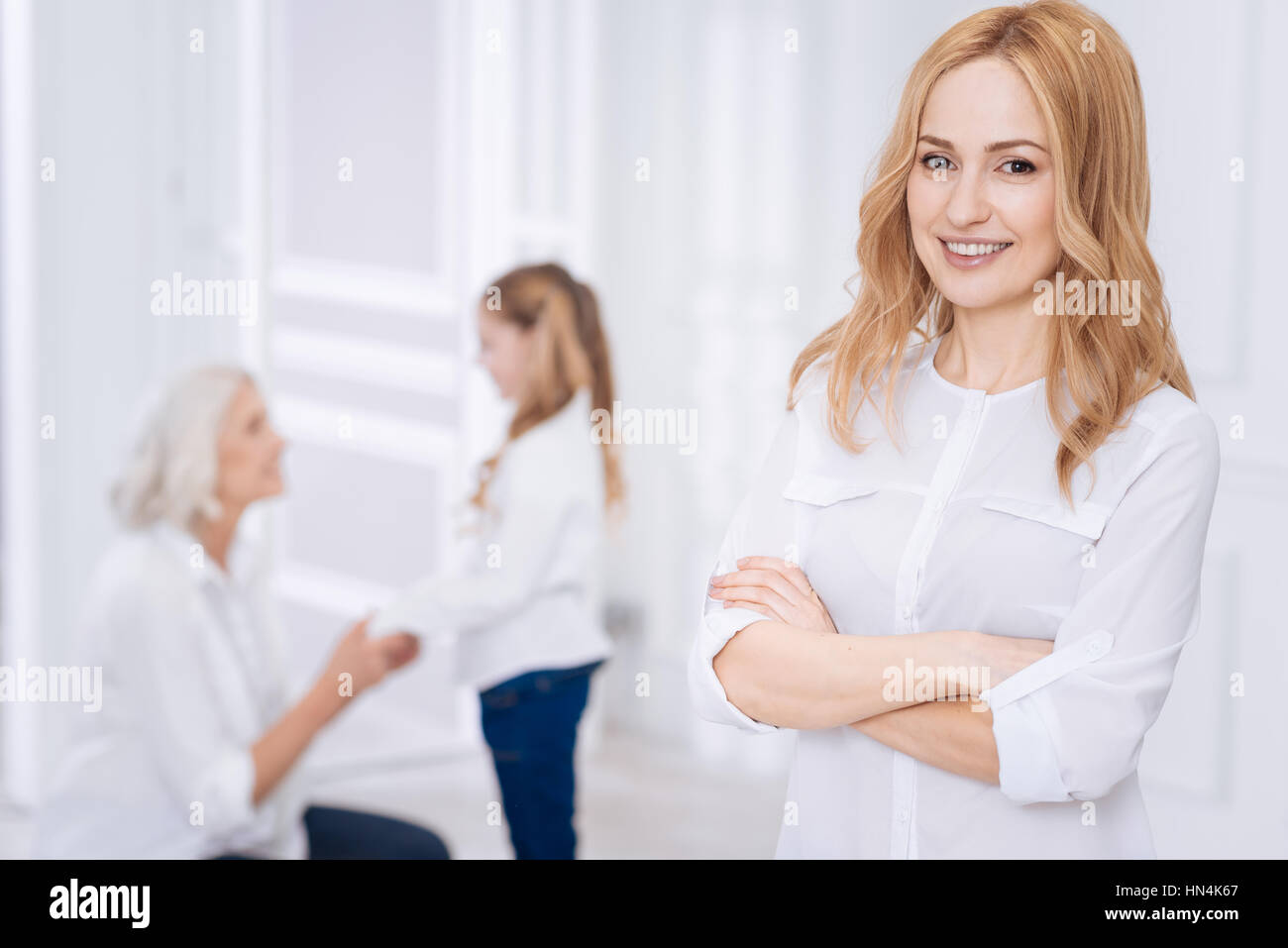 Beautiful loving mother resting at home Stock Photo - Alamy