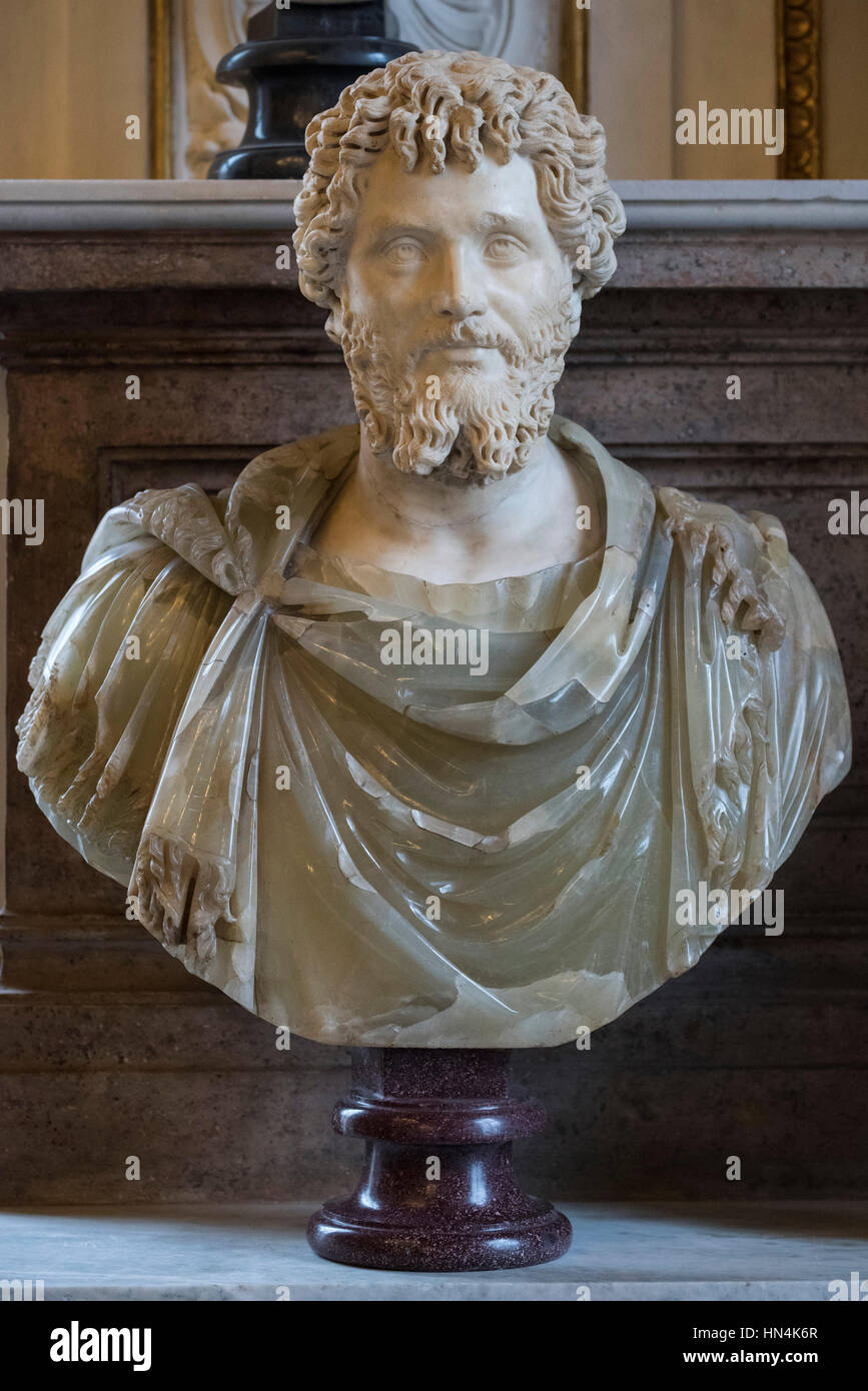 Rome. Italy. Portrait bust of Roman Emperor Septimius Severus (145-211 ...