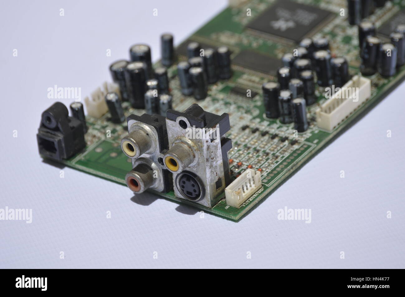 Close view of an electronic video processing card of a home appliance ...