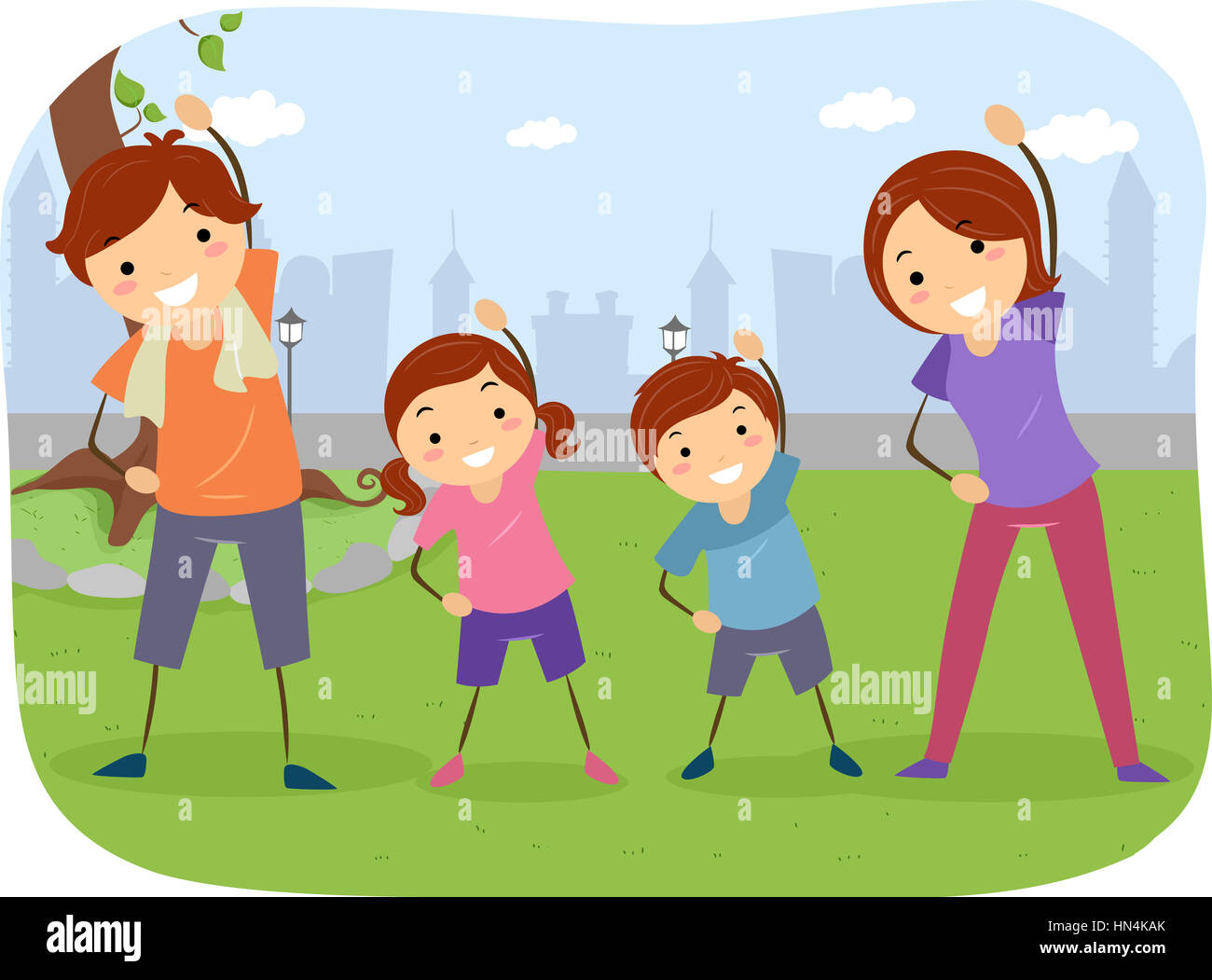 Illustration stickman family bonding park hi-res stock photography and ...