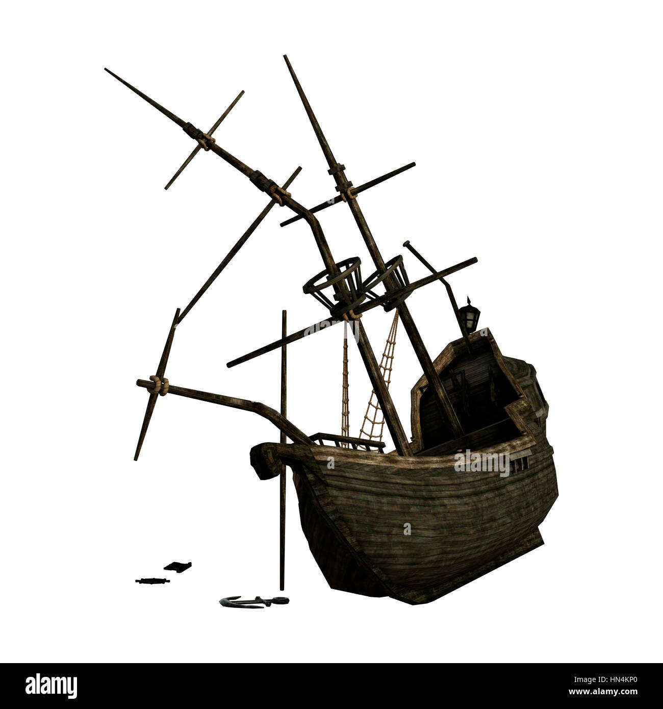 3D rendering of a ship wreck isolated on white background Stock Photo ...