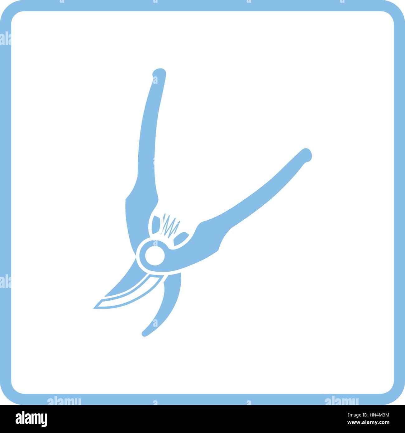Garden scissors icon. Blue frame design. Vector illustration Stock ...