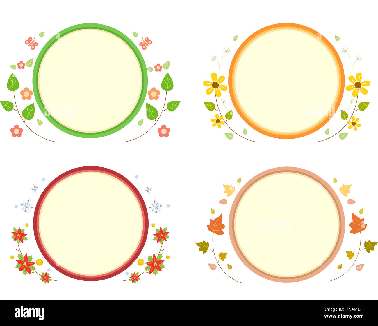 Board Illustration Featuring Circular Frames Decorated with Flowers ...