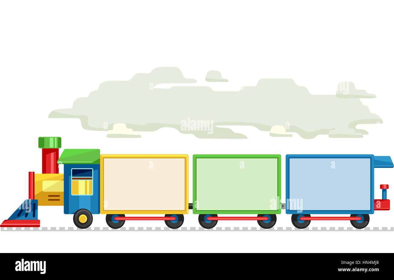 Illustration Featuring of Train Carriages Made of Blank Boards Stock ...
