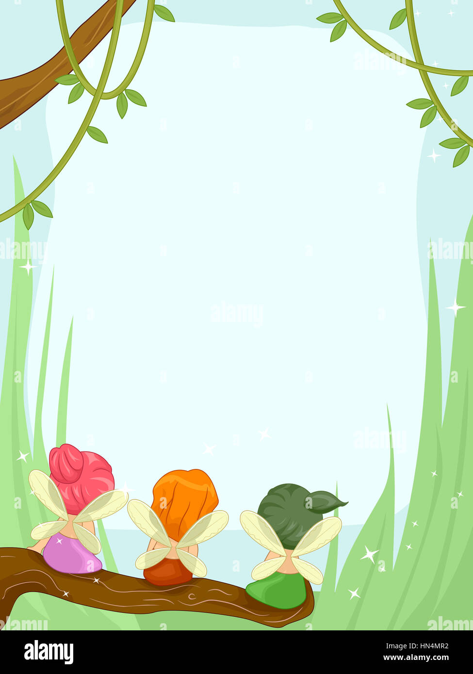 Frame Illustration Featuring Cute Little Fairies Stock Photo - Alamy