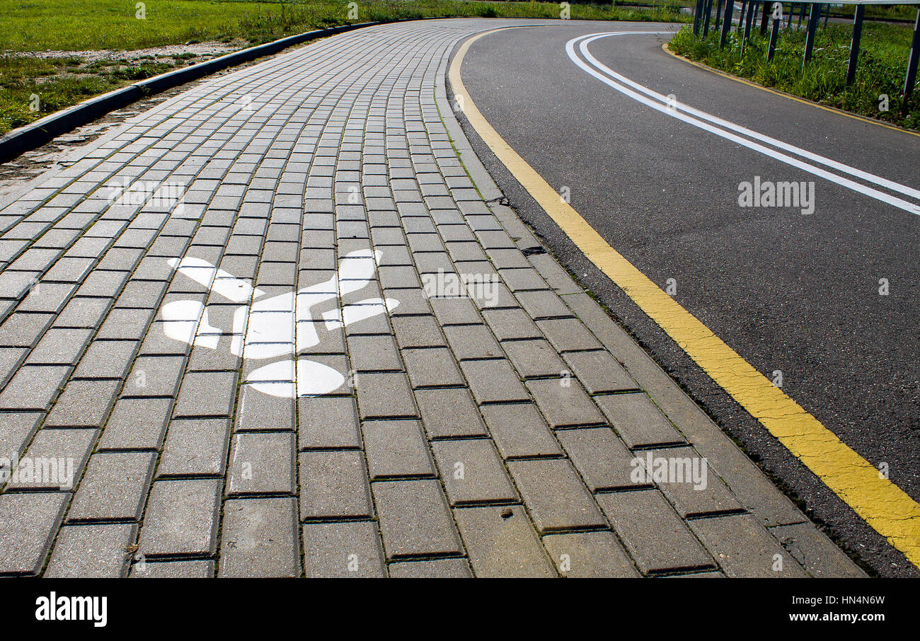 Bike Path in the city Stock Photo - Alamy