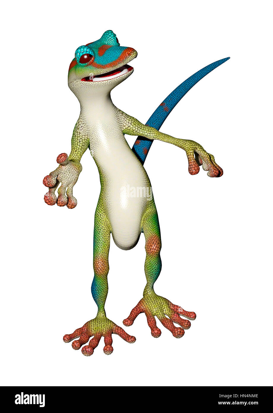 3D rendering of a cartoon gecko isolated on white background Stock ...