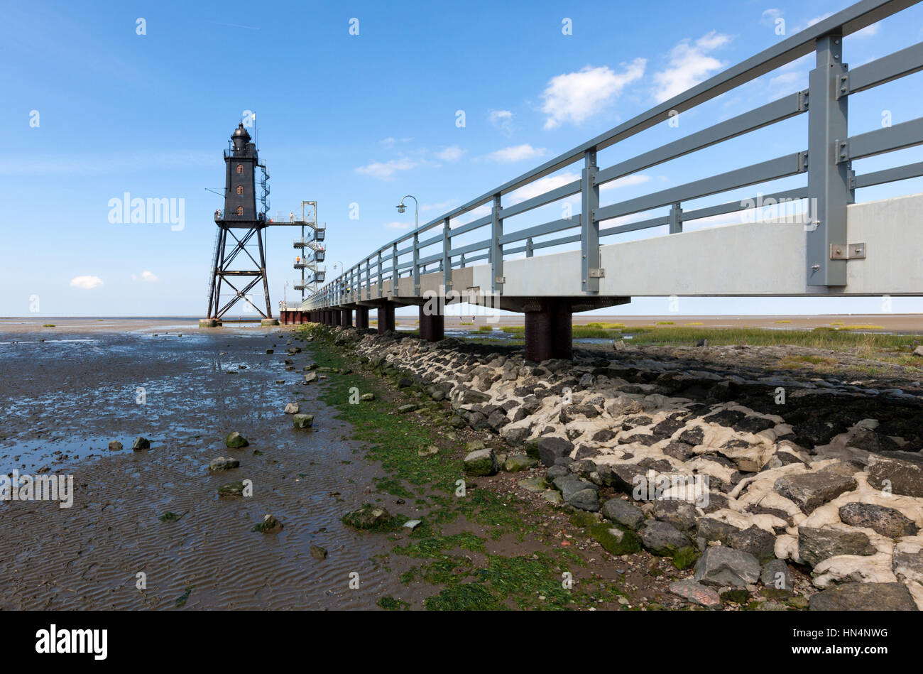Dorum, Germany - August 9, 2015: Obereversand lighthouse at Dorum in ...