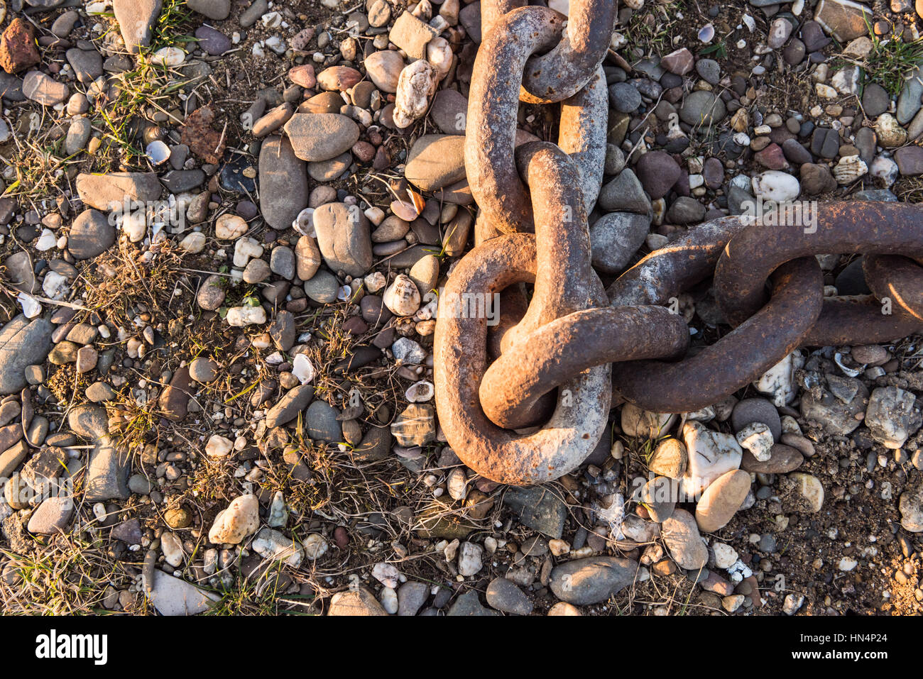 DUESSELDORF, GERMANY - JANUARY 20, 2017: Details of an old anchor chain ...