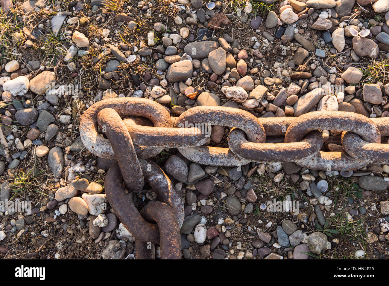 DUESSELDORF, GERMANY - JANUARY 20, 2017: Details of an old anchor chain ...