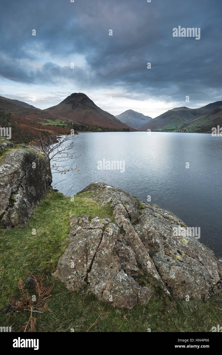 Stunning sunset landscape image of Wast Water and mountains in Lkae ...