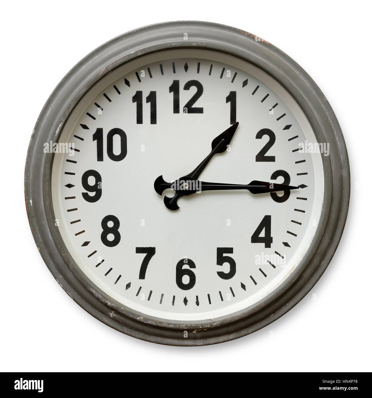 Isolated objects: old round wall clock, isolated on white background ...