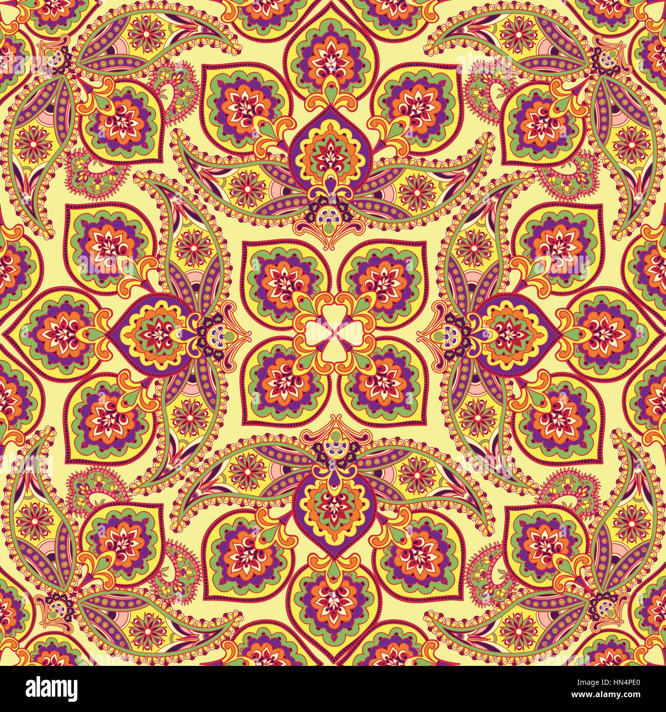 Floral pattern Flourish tiled oriental ethnic background. Arabic ...