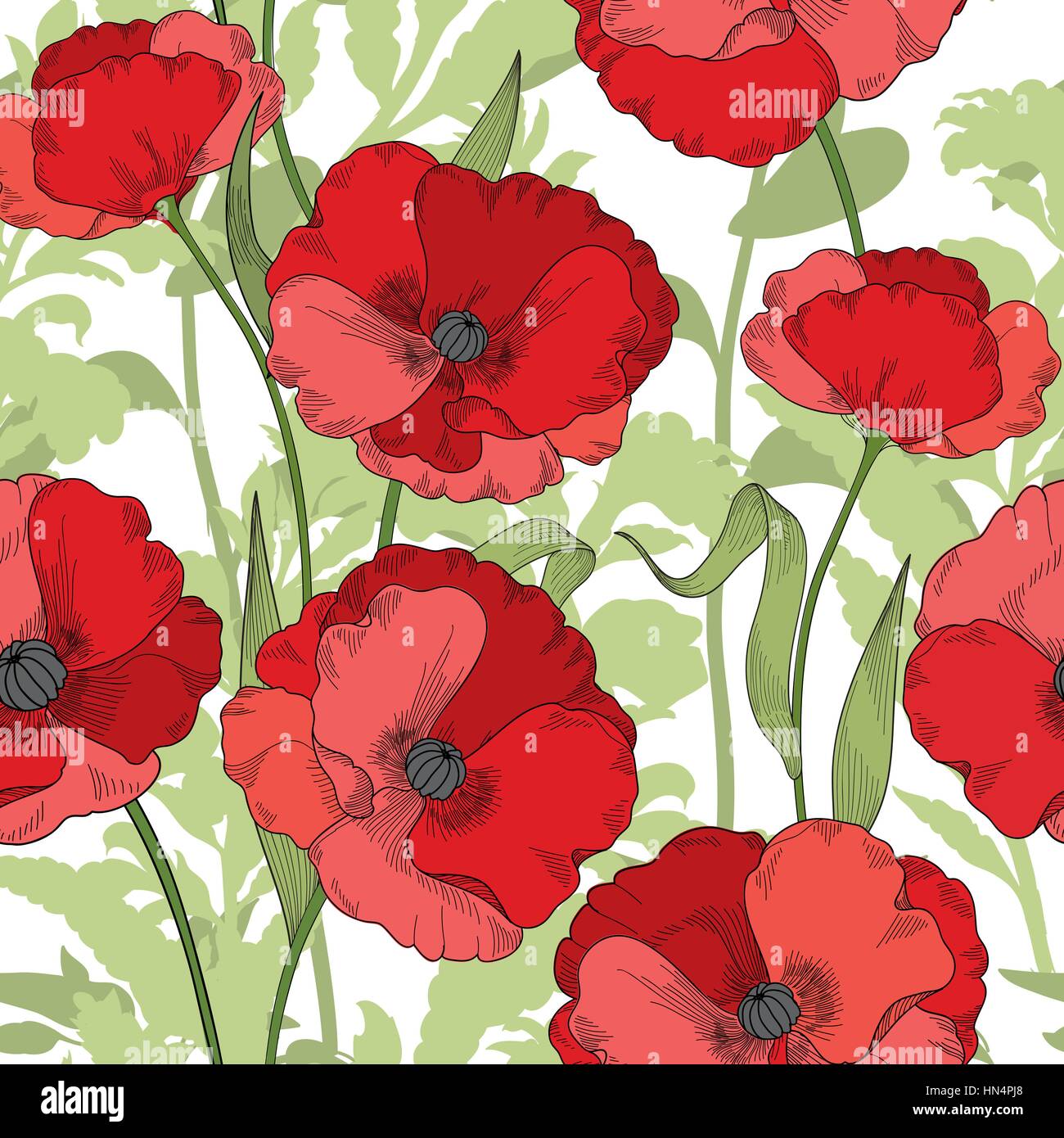 Floral seamless pattern. Flower poppy background. Flourish tiled ...
