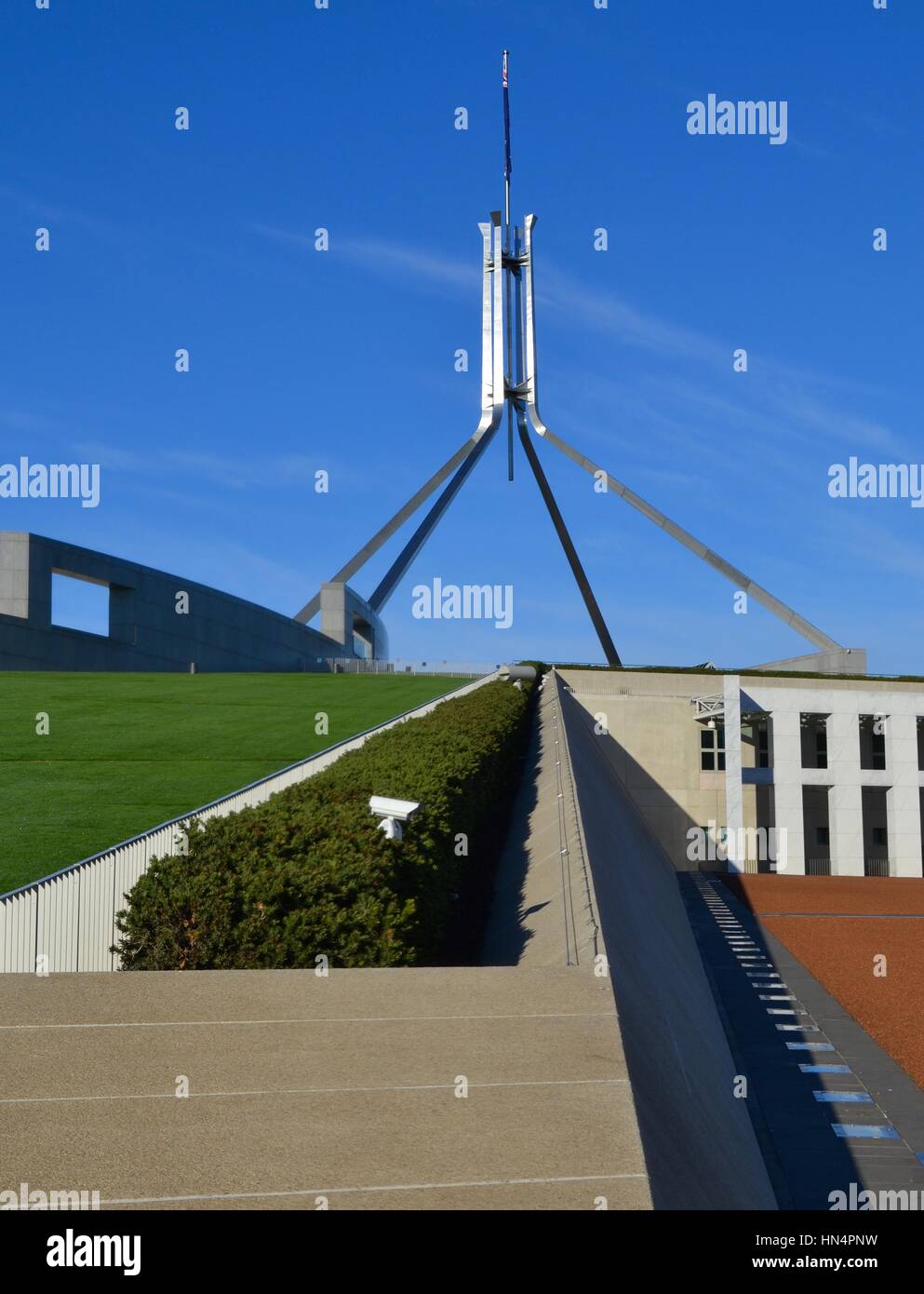 Australia's parliament or capitol building in Canberra on blue sky day ...