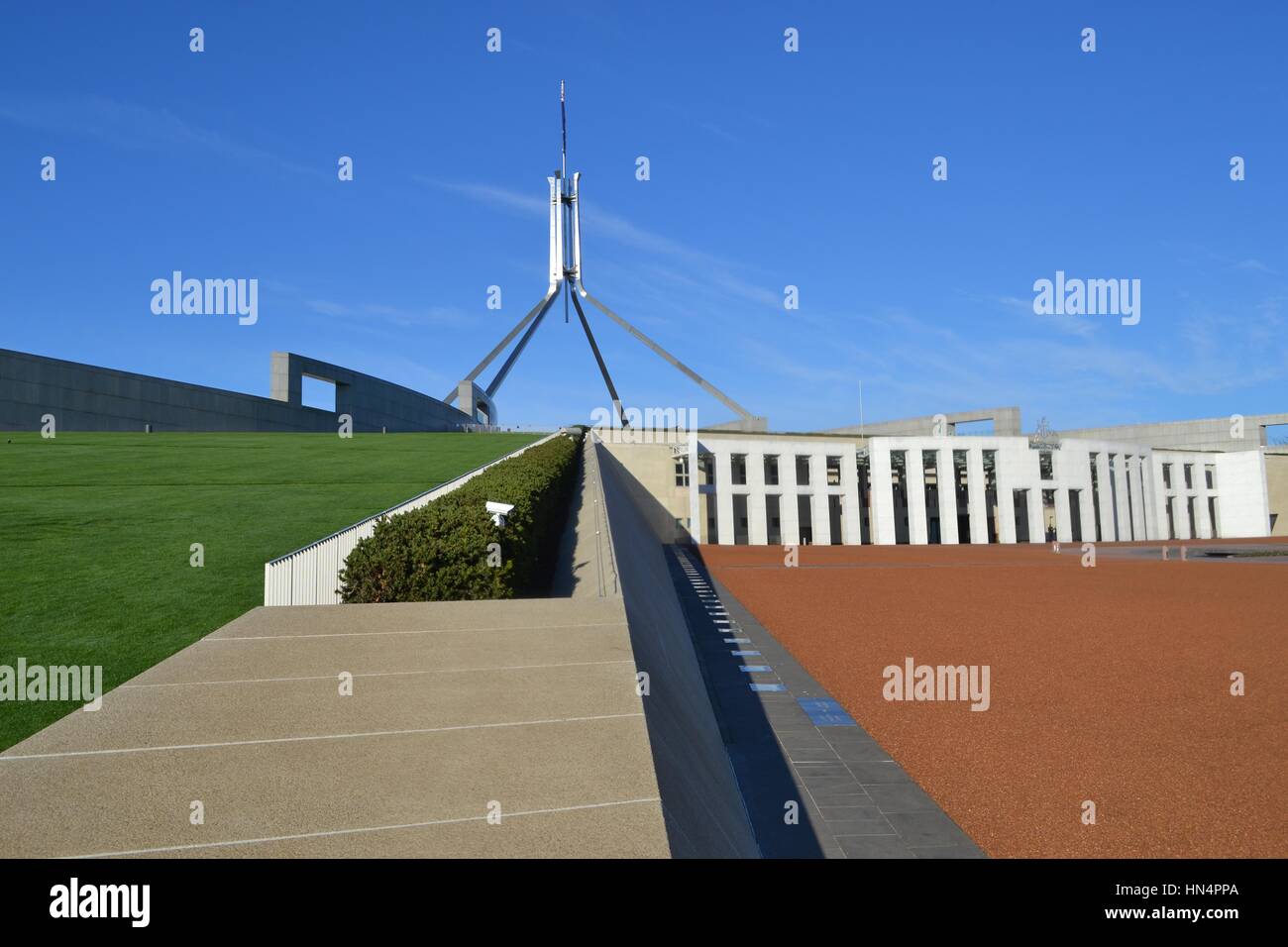 Australia's parliament or capitol building in Canberra on blue sky day ...