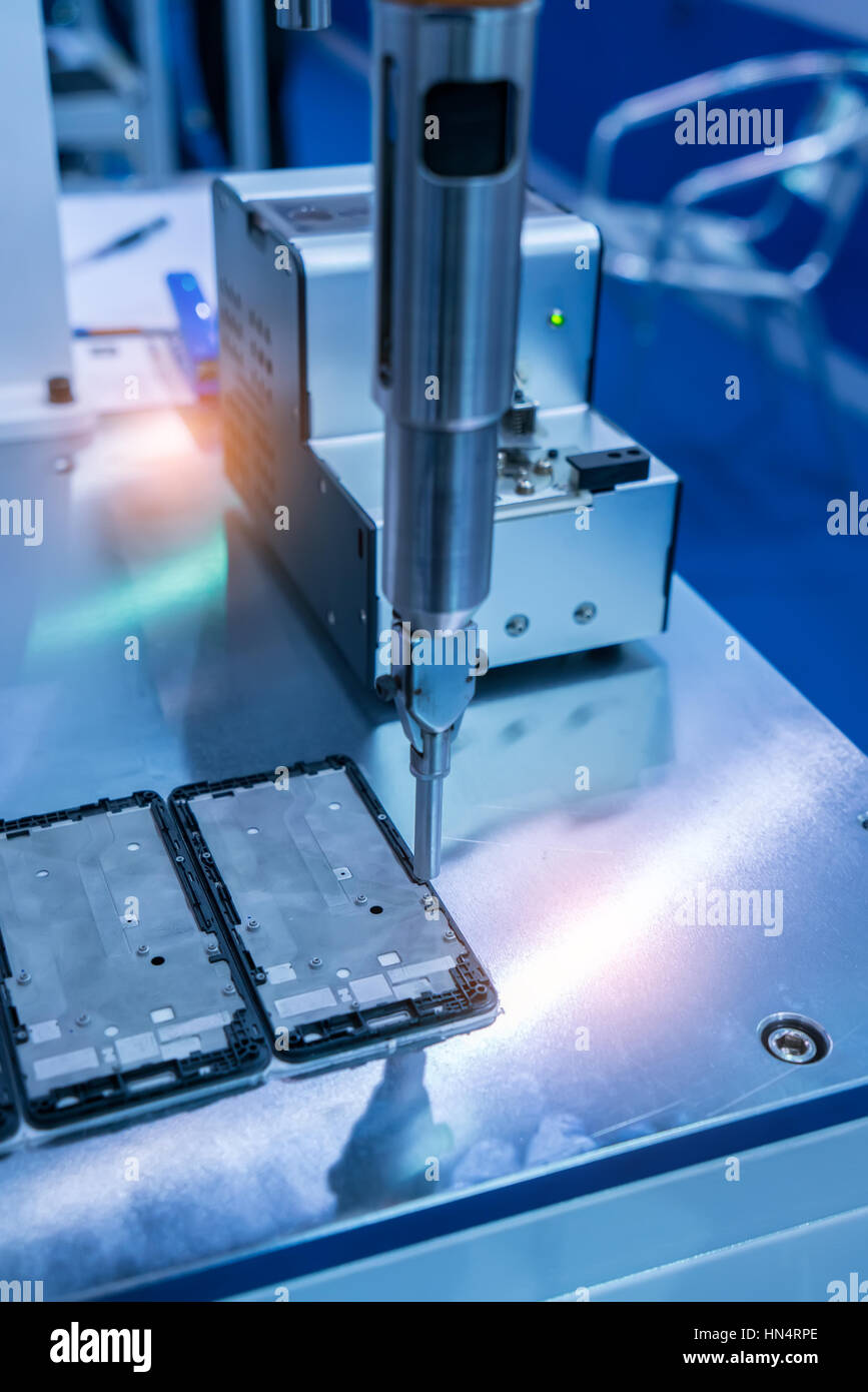 robot drill machine tool at mobile industrial manufacture factory Stock ...