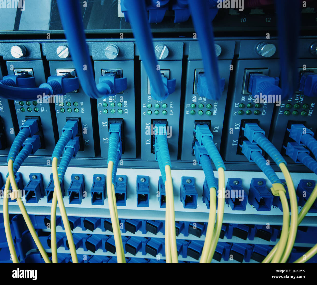 Technology center with fiber optic equipment Stock Photo - Alamy