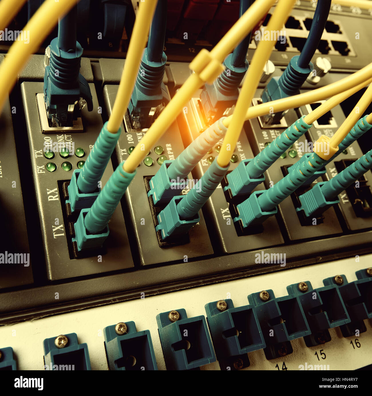 Technology center with fiber optic equipment Stock Photo - Alamy