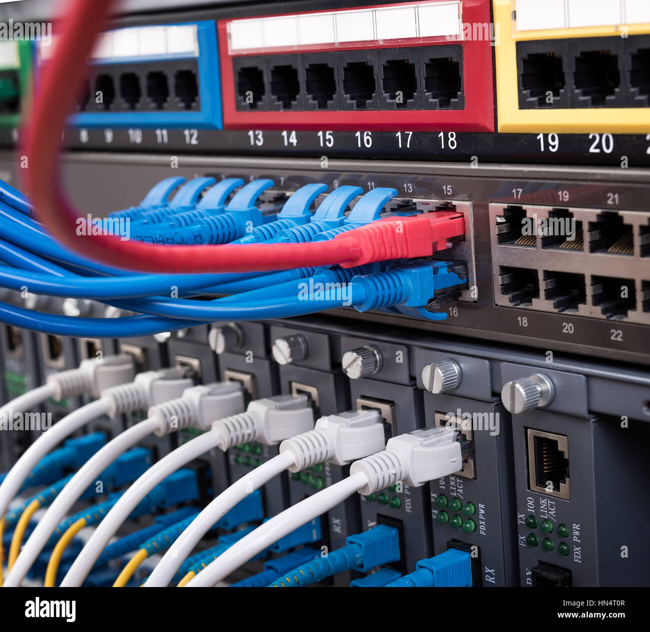 network cables connected telecommunication data device Stock Photo - Alamy